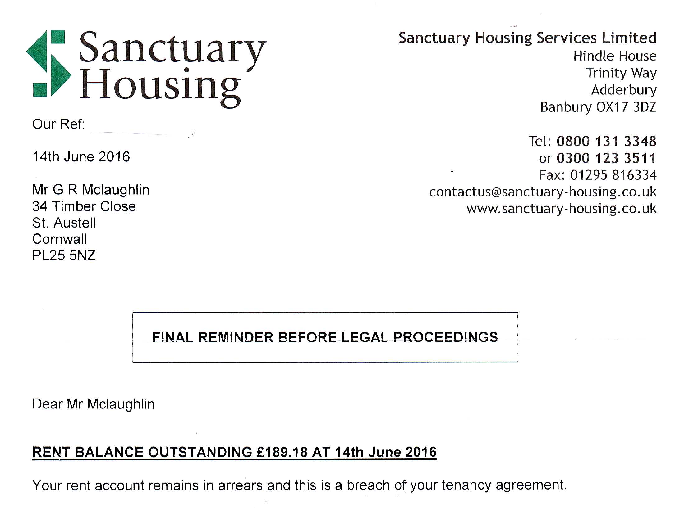Latest SCAM from Sanctuary Housing. | nosanctuarydotnet